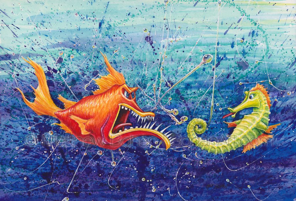 Catch Me If You Can! (7x10-inch Transparent Watercolor) - Bohan Art